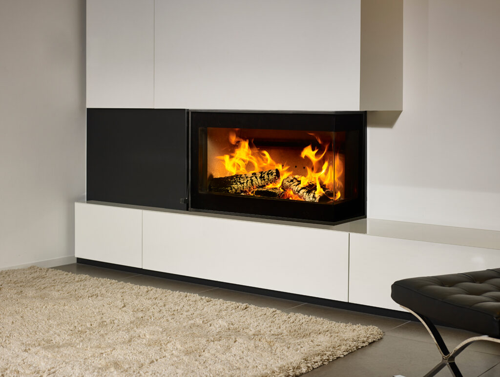 Jidé - Insert à bois Corner - Flammes de Jade / Poêle / Cheminée ...